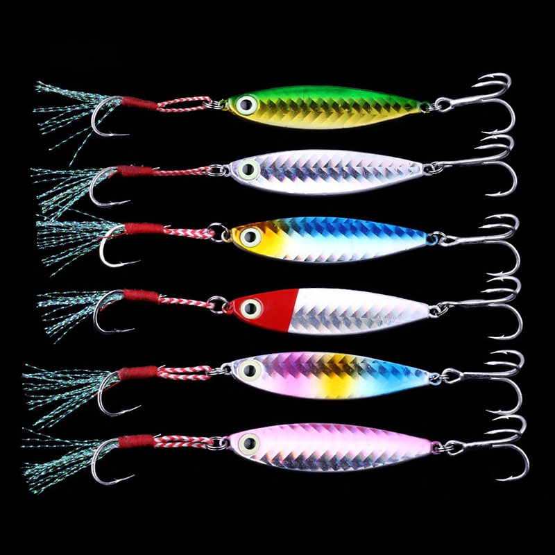 6PCS/SET Lead Vertical Jigs 7G/10G/15G/20G Saltwater Artificial Bait ...
