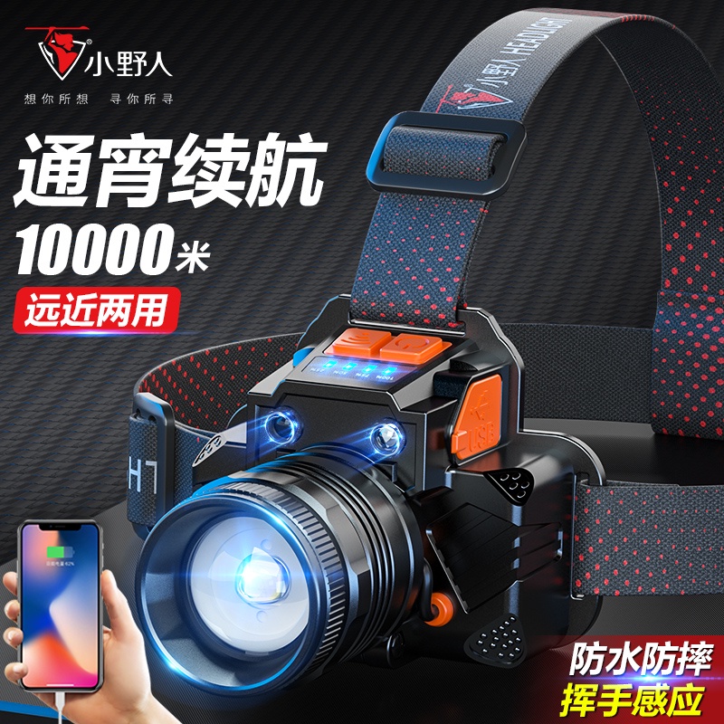 Lampu hadapan cahaya kuat lampu suluh boleh dicas semula yang boleh dicas semula di kepala yang ...