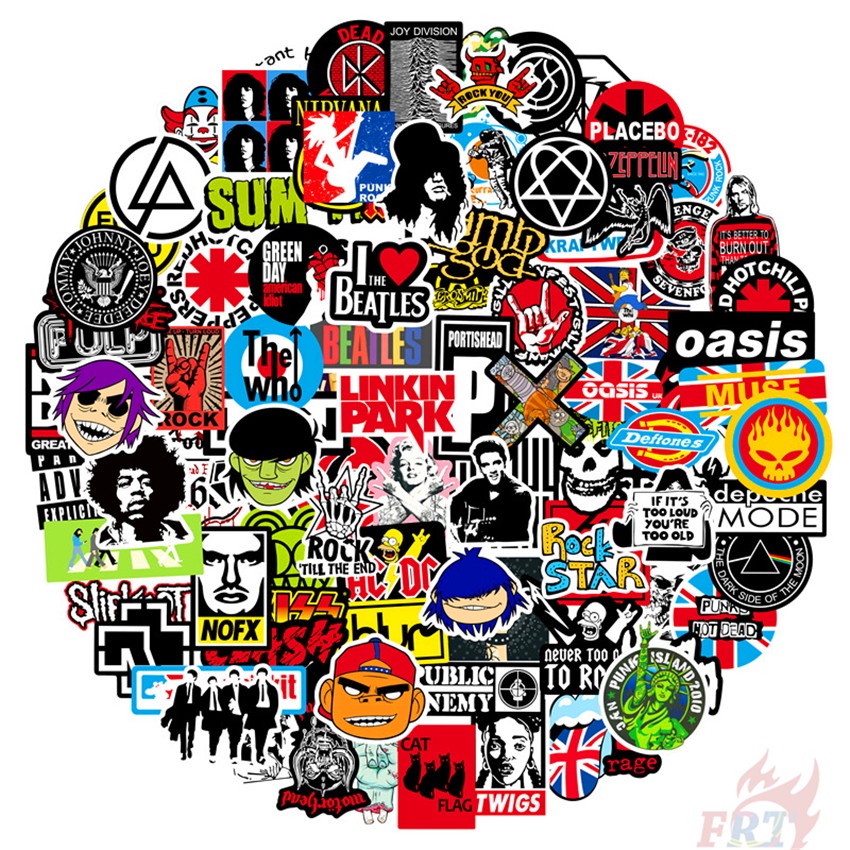 102Pcs/Set HipHop Rock Band - Let's Rock and Roll Stickers Sheets DIY ...