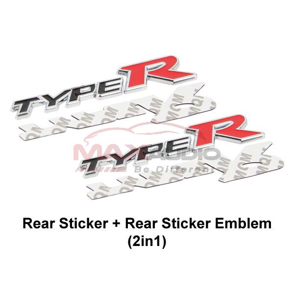 GENUINE 3D TYPE-R Logo Emblem HONDA PROTON PERODUA TOYOTA Stainless ...