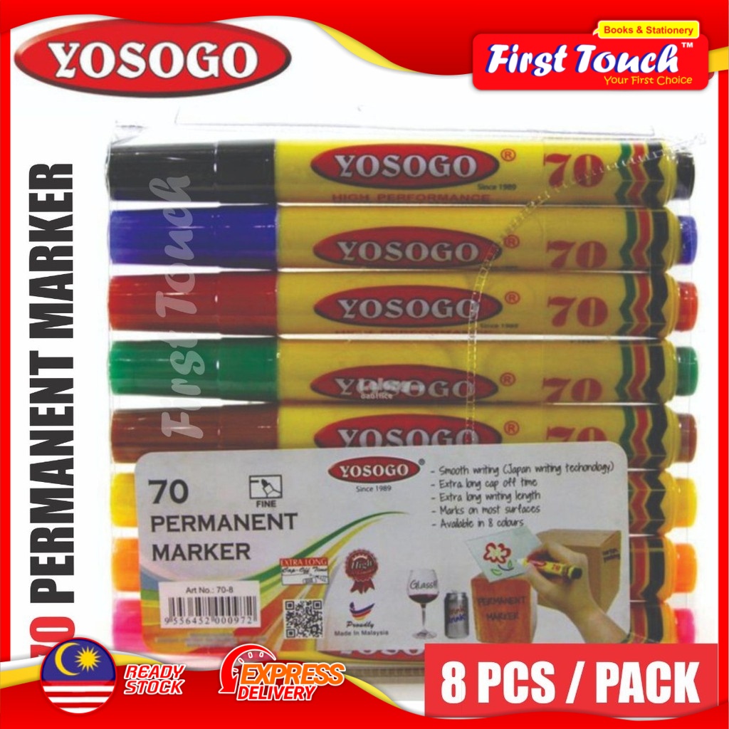 YOSOGO 70 Permanent Marker (8 colour / pack) | Shopee Malaysia