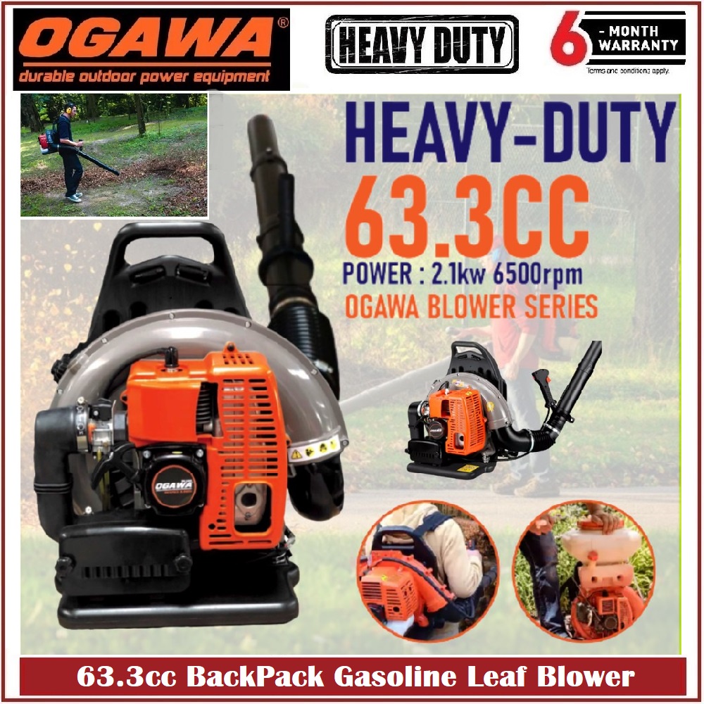 Ogawa 63.3cc Heavy Duty BackPack Gasoline Leaf Blower OBL6600 - 2 Storke 6500rpm - 6 Months ...