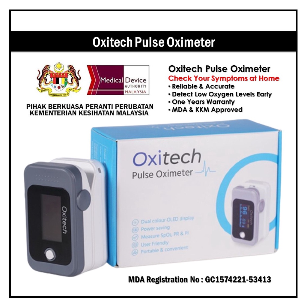 Oxitech Pulse Finger Oximeter (Oxygen Saturation And Heart Rate) MDA ...