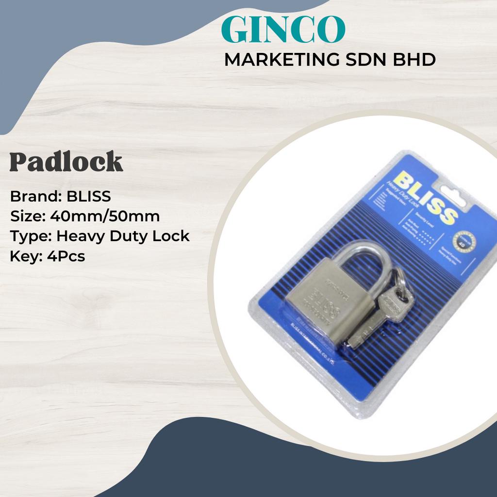 GINCO BLISS Top Security Padlock Heavy Duty Lock Kunci Mangga 40mm/50mm ...