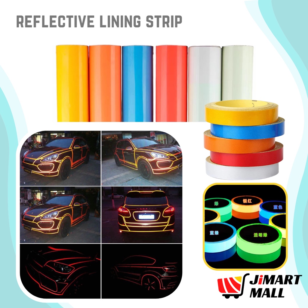 LIGHT REFLECTIVE LINING STRIP STICKER Car Bicycle Motor Grab Delivery ...