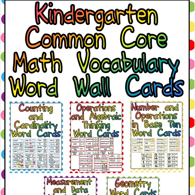 Printable Kindergarten Math Vocabulary Word Wall Printable Word Walls