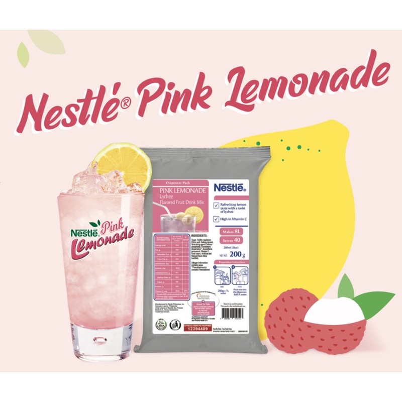 NESTLE PINK LEMONADE 200g WITH LYCHEE FLAVOR / LEMONADE 360g | Shopee ...