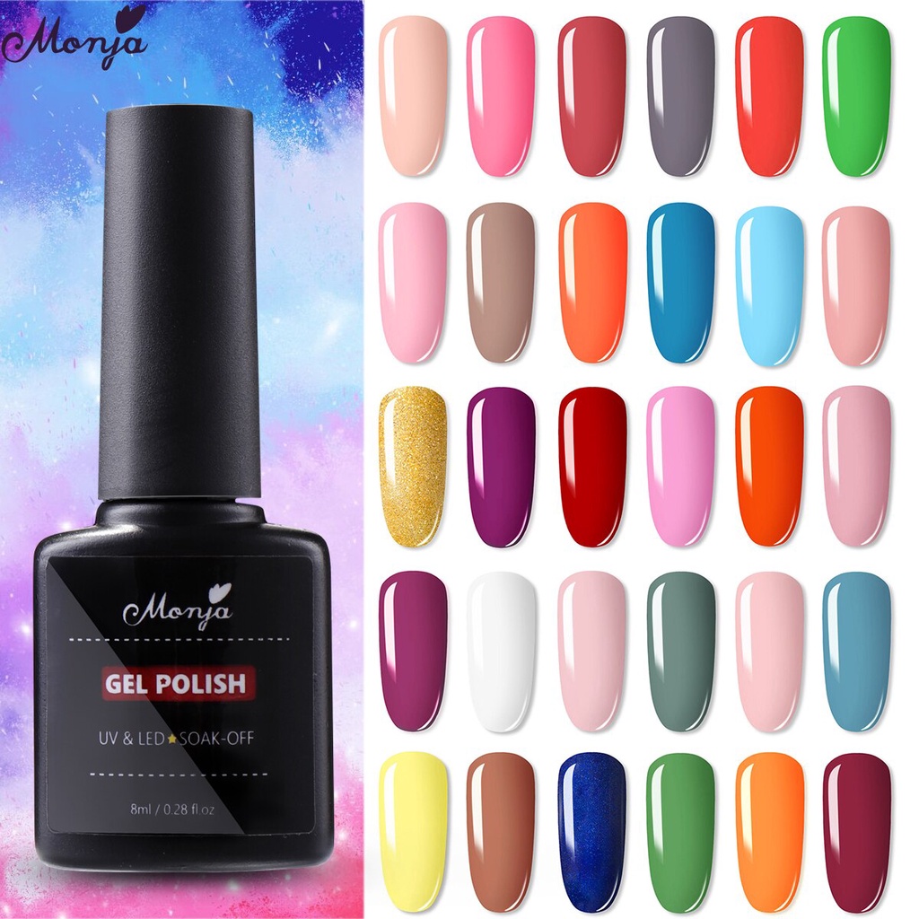 Monja 8 ml Peel off Nail Gel Polish Pure Color UV LED Nail Gel Polish ...