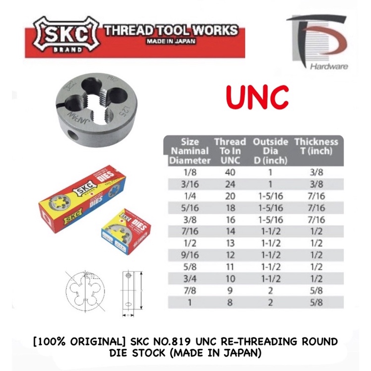 [100% ORIGINAL] SKC NO.819 UNC RE-THREADING ROUND DIE STOCK (MADE IN JAPAN) | Shopee Malaysia