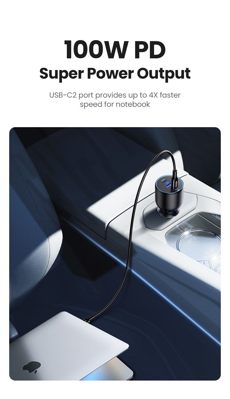 UGREEN 130W Car Charger Quick Charging PD3.0 Fast USB Type C Car Phone Charge For iPhone 14 13 ...