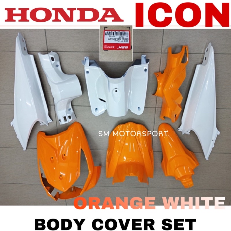 HONDA ICON BODY COVER SET ORANGE WHITE BSH 100% ORIGINAL | Shopee Malaysia