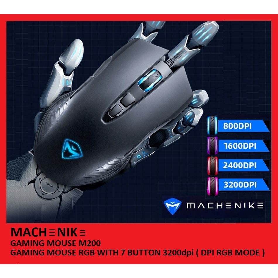 MACHENIKE M200 ERGONOMIC RGB BACKLIGHT GAMING MOUSE 7 BUTTON ...