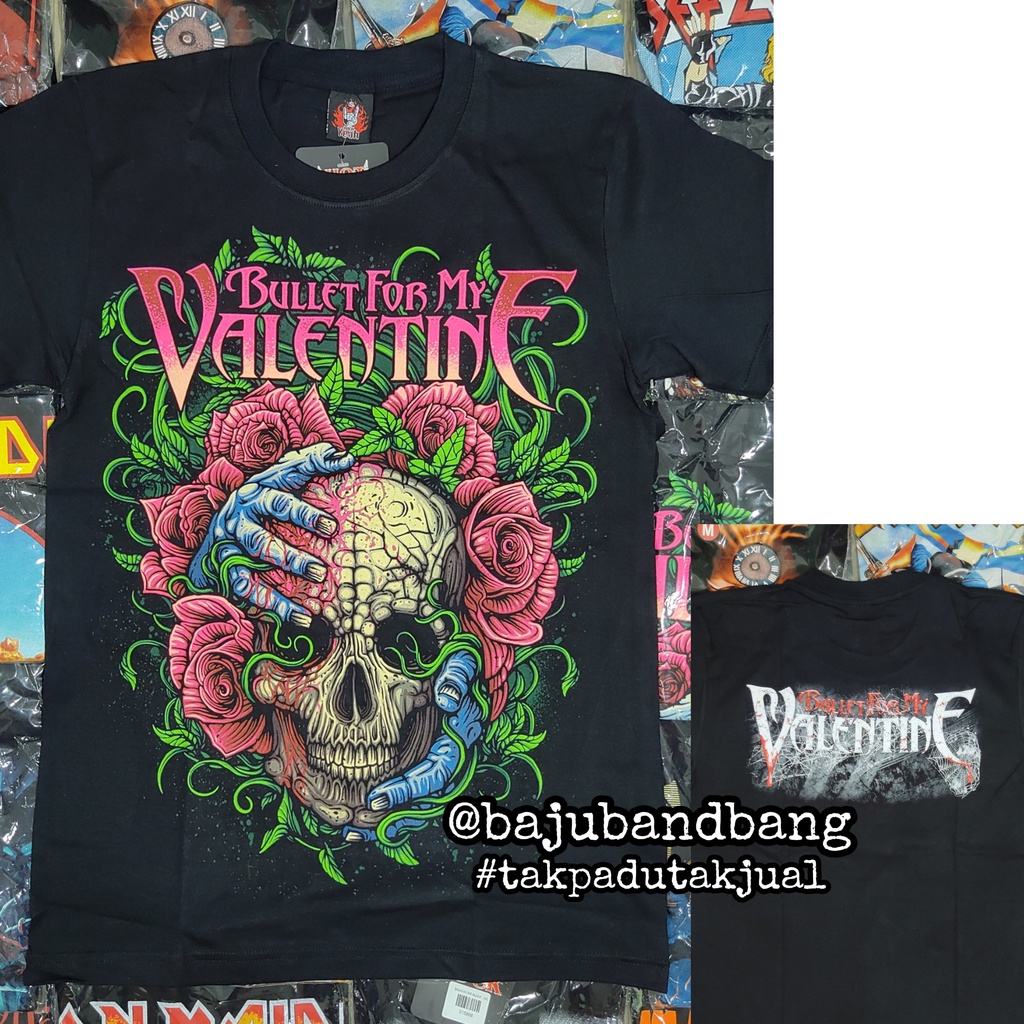 Baju Band Bullet For My Valentine BFMV Band Tshirt Rose Skull Vines ...