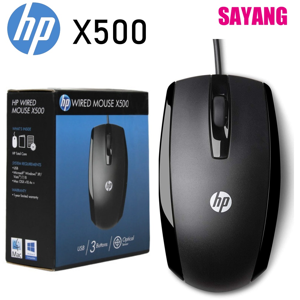 HP X500 Optical Wired USB Mouse Black 3 Buttons USB Mice. S1000 PLUS ...