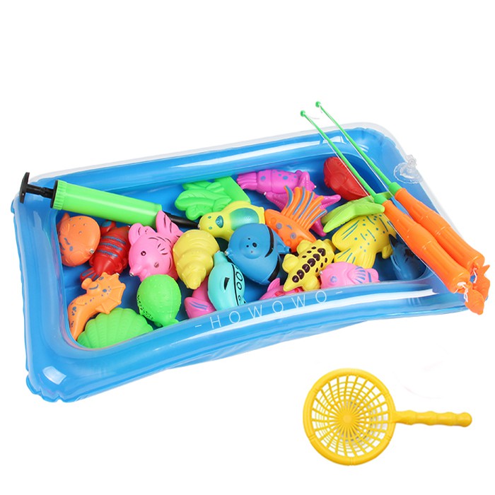 Inflatable Fish Pond Fishing Set (25pcs) Magnetic Game Toys Children ...