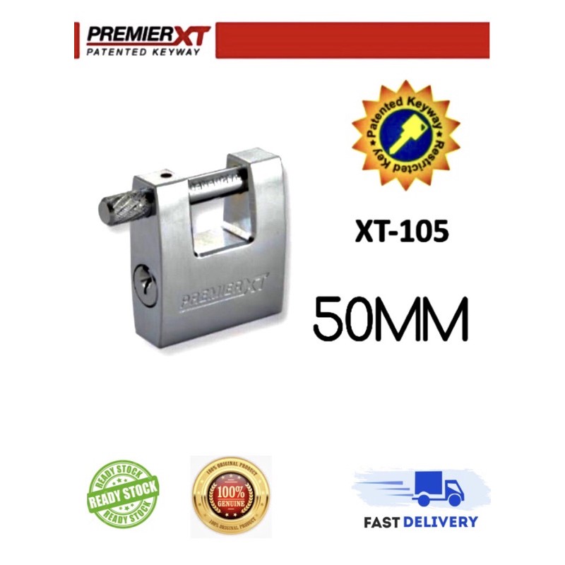 PREMIER XT-105 50mm PATENTED KEYWAY Padlock / Kunci Pintu / Mangga ...