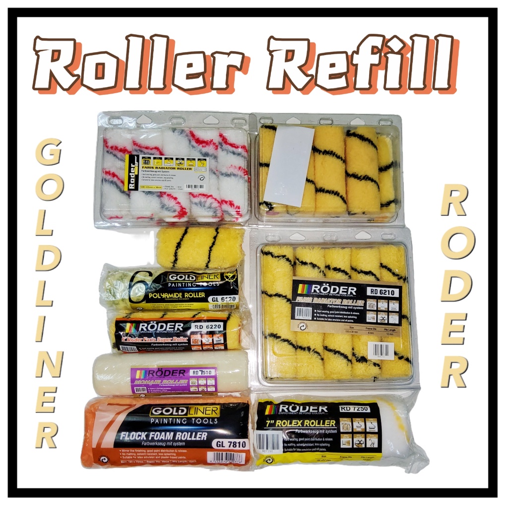 RODER Gold Liner 2"/4"/6"/7" Radiator Roller Refill Mohair 1pcs 10pcs ...