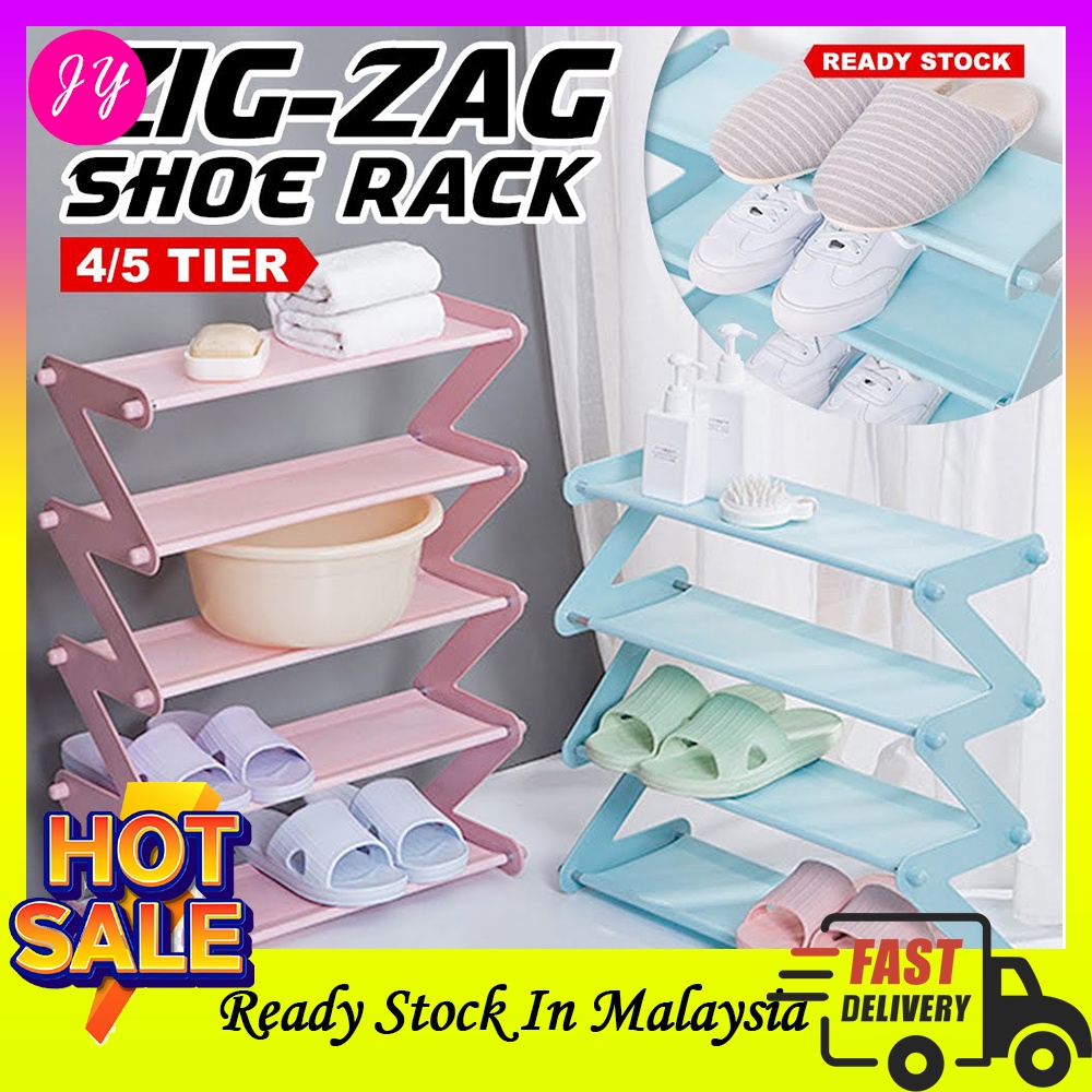 🔥READY STOCK🔥4/5 Tier Zig Zag Z Shape Multipurpose Shoe Rack Simple ...
