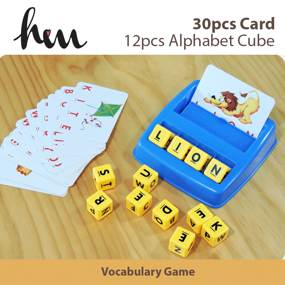 30pcs Cards & 12pcs Alphabet Cubes Early Learning Alphabet Vocabulary ...