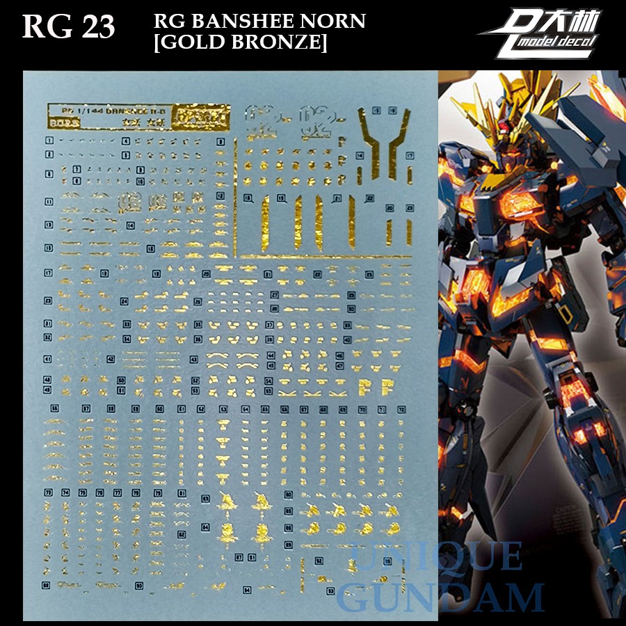 [DALIN] RG23 RG 1/144 BANSHEE NORN [GOLD BRONZE] WATER SLIDE DECAL ...