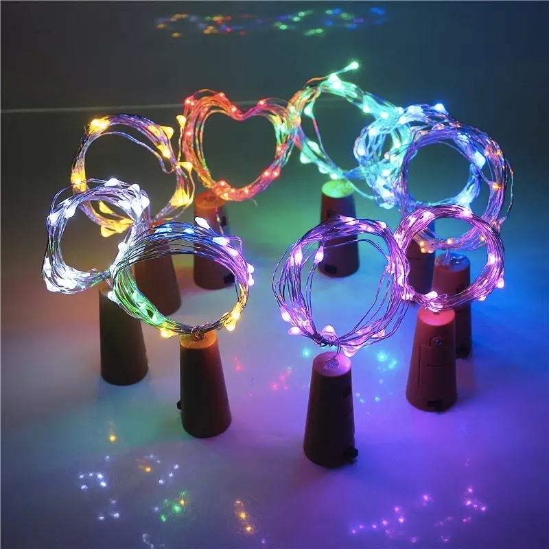 2M LED Wine Bottle LED String Light / Colourful Light Cork Shape String ...