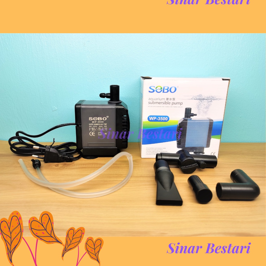 SOBO Aquarium Submersible 25W 1200L/H Mini Water Pump Pam SOBO WP-3500 ...