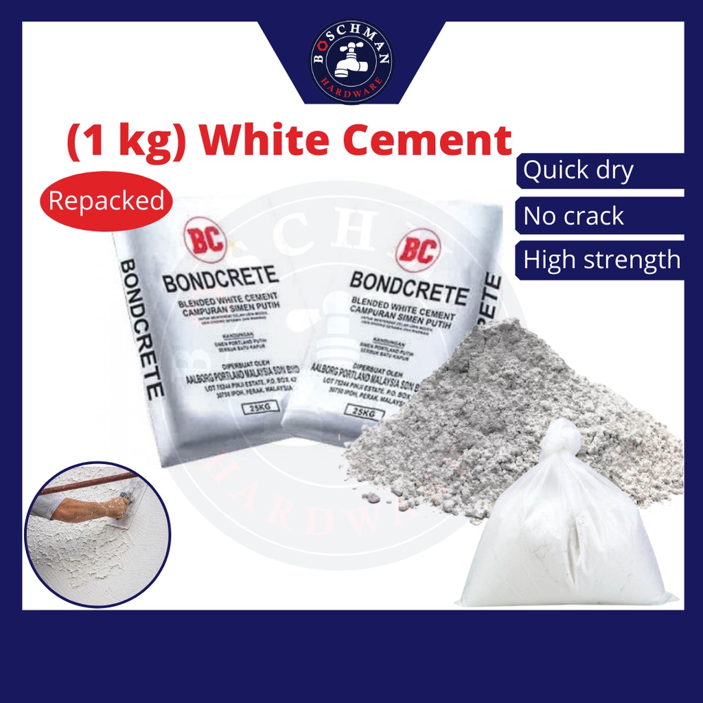 1kg Bondcrete White Cement 1kg Simen Putih Plastered Wall Fill Tile ...