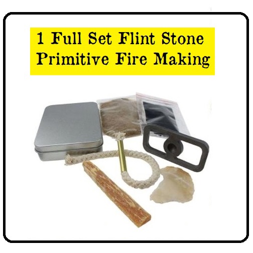 1 Complete Set Flint Stone Rock Primitive Fire Starter Bushcraft Fire ...