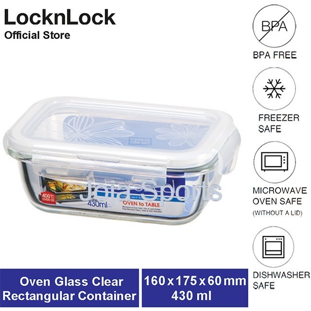 LocknLock LLG424 Oven Glass Clear Rectangular Container 430ml ...