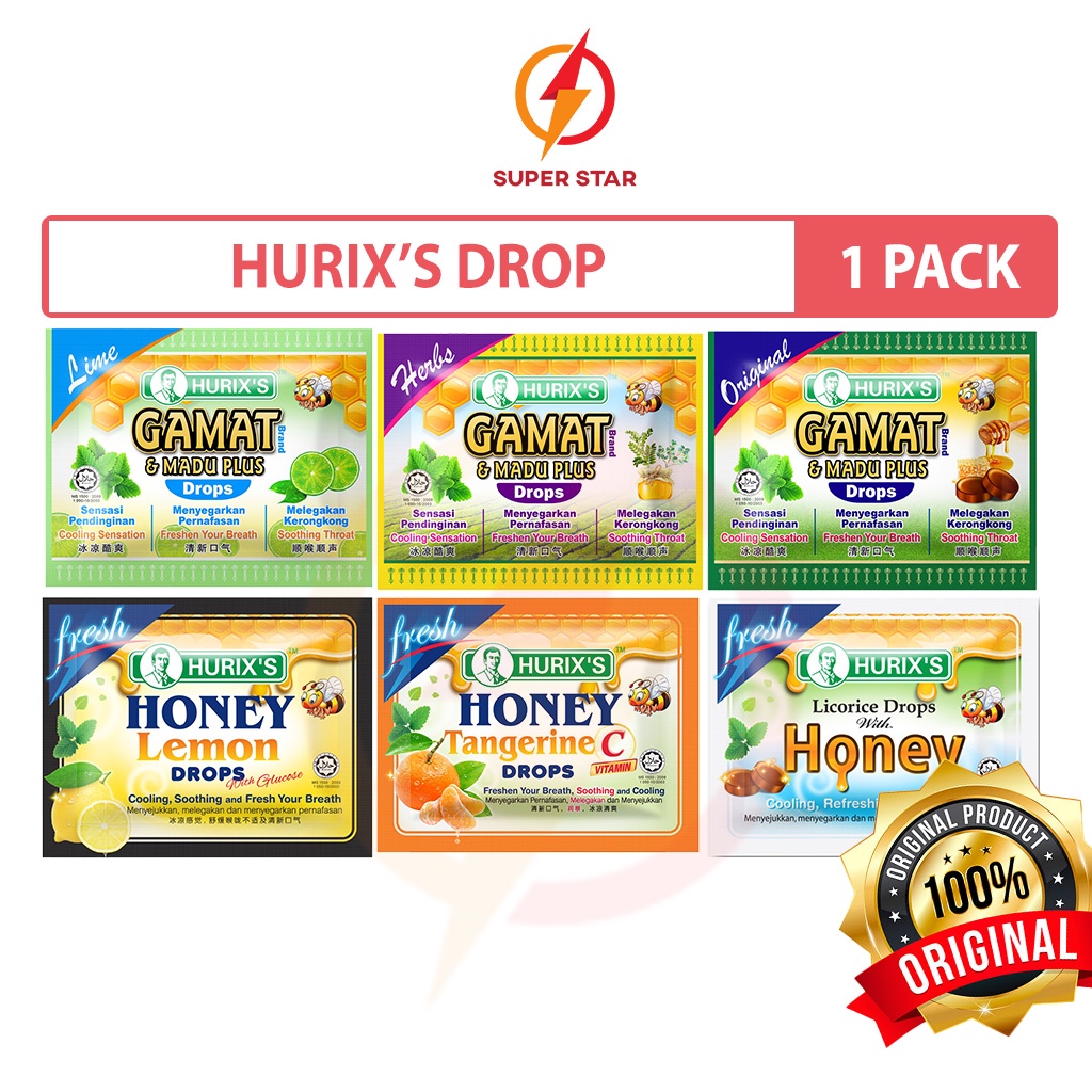 Hurix's Gamat Brand & Madu Plus Drops Honey Lemon/ Honey/ Tangerine C ...