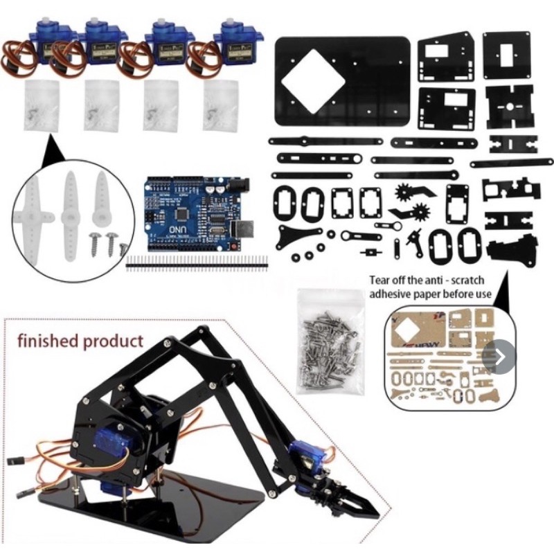 DIY Robot Hand Mechanical Arm Robotic Claw Set Suitable For SG90 UNO ...