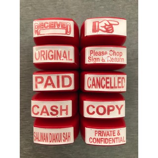 SERIES 1 Ready Made Stamp/Cop MURAH KECIL Size 10mm x 33mm Pre- Ink RED ...