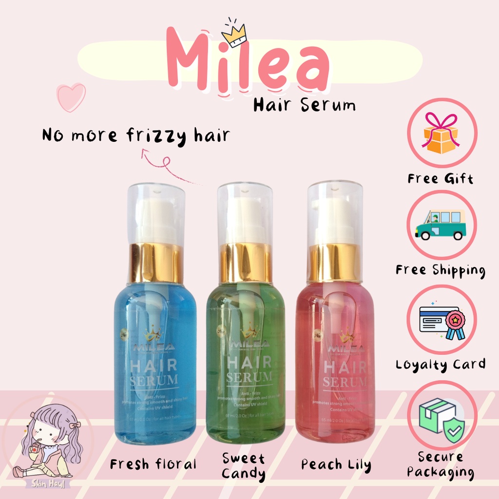 MILEA Hair Serum Anti Frizz Melurus Melebat Lembutkan Rambut 65ML ...