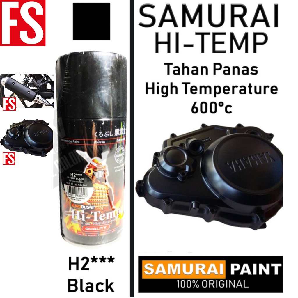 SAMURAI H2 & H1 HIGH TEMP SPRAY 600°C (FLAT BLACK/HITAM MATI ...