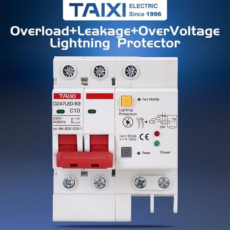 TAIXI RCBO MCB RCCB RCD Residual Current Circuit Breaker With SPD Surge ...