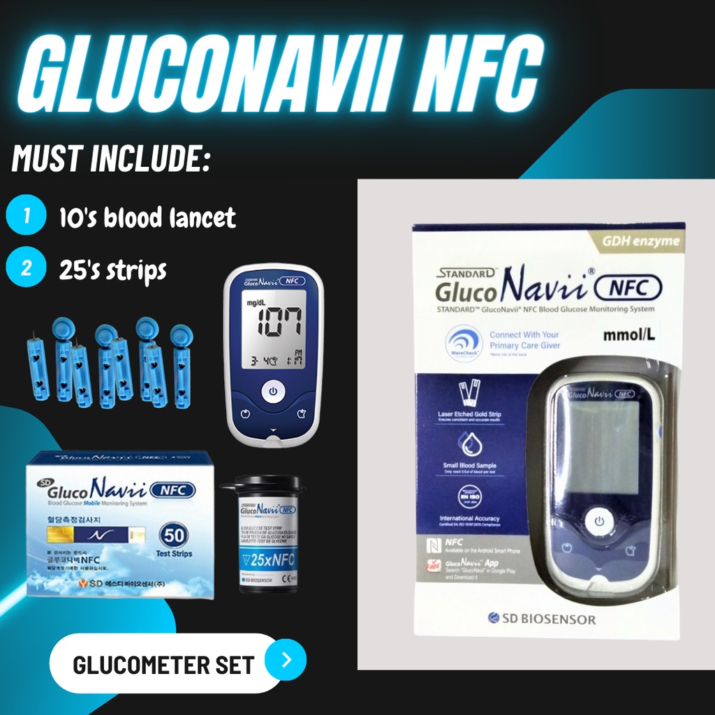 Gluconavvi NFC Starter Kit Machine Glucometer Complete Set FREE ALCOHOL ...