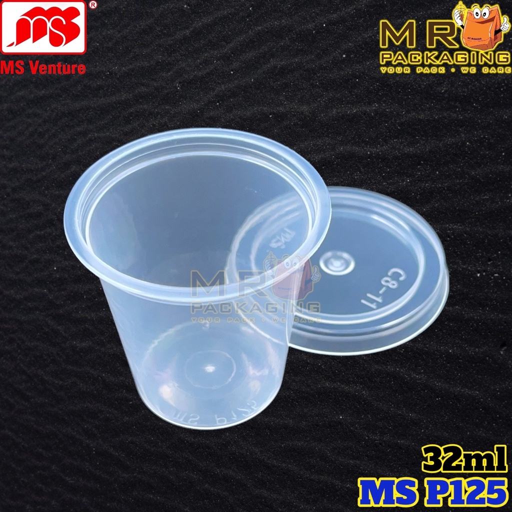 MS P125 32ml Round Container With Lid ( 100sets± ) Disposable Plastic ...