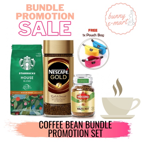 Nescafe Gold 200g + Starbucks Medium Roast + Moccona Hazelnut 95g ...