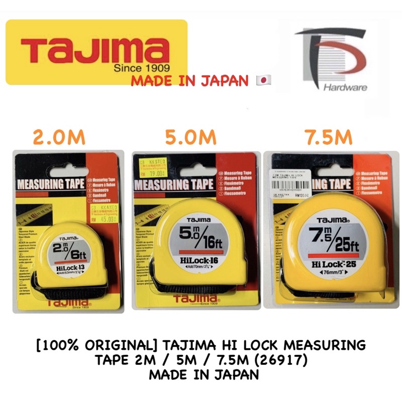 [100% ORIGINAL] TAJIMA HI LOCK MEASURING TAPE 2M / 5M / 7.5M (26917) - MADE IN JAPAN | Shopee ...