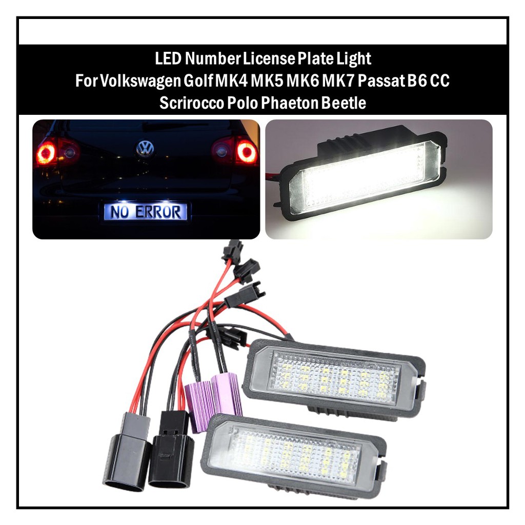 LED Number License Plate Light For Volkswagen Golf MK4 MK5 MK6 MK7 ...