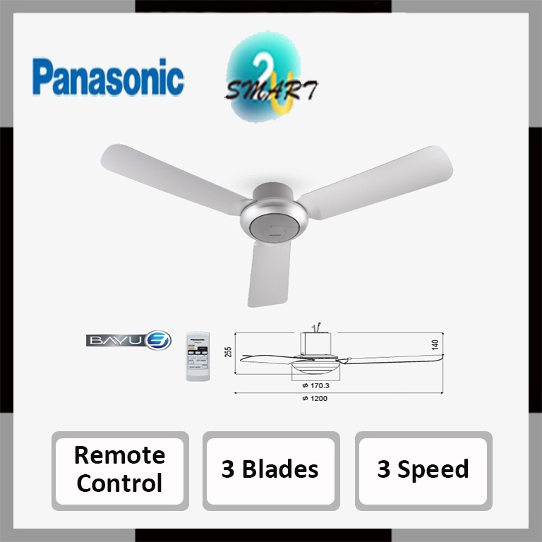Panasonic Ceiling Fan Bayu 48'' 3 Blade Fan F-M12D2VBHH | Shopee Malaysia