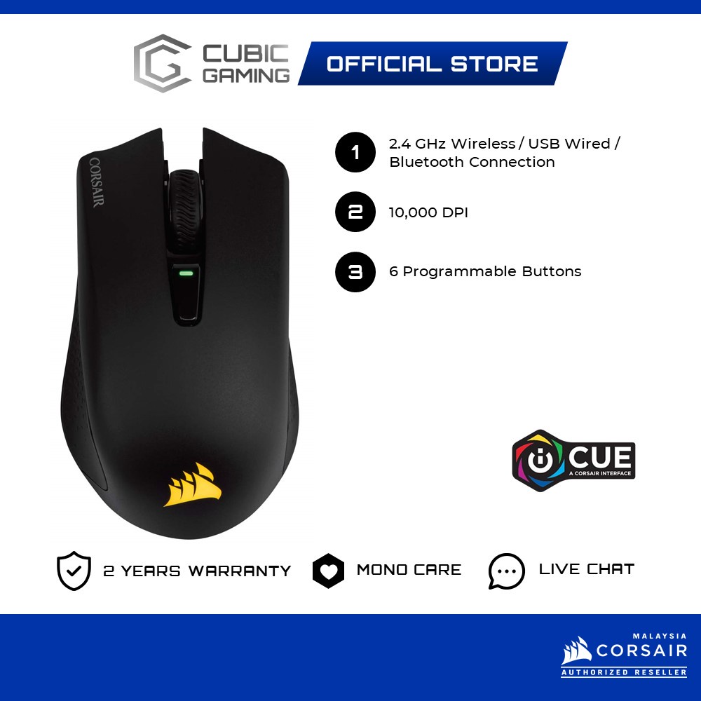 Corsair Harpoon RGB Optical Wireless/Wired/Bluetooth Gaming Mouse CH ...