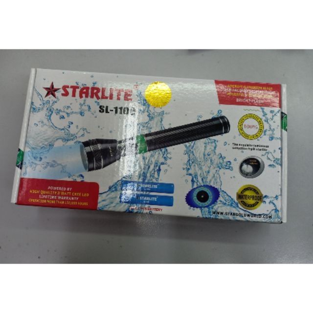LONG RANGE TACTICAL TORCH STARLITE JAPAN RECHARGEABLE 2xSC FLASHLIGHT ...