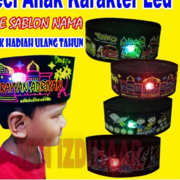 Just Skip!! ️ Peci/songkok/kopyah LED Free Children's Name Motif ...