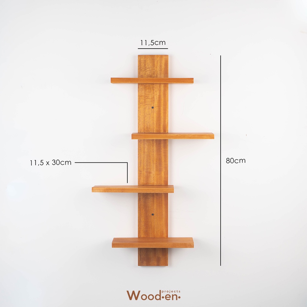 KAYU Wooden Projects Wooden Wall Shelf Stacking 4-story Minimalist Room ...