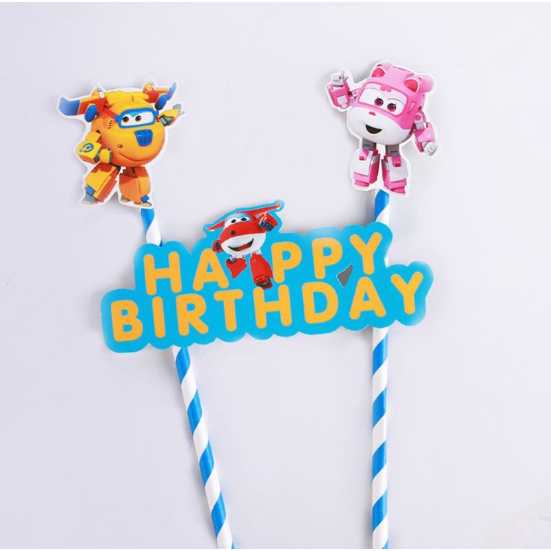 IMOCHI 卡通生日快乐吸管插旗 cartoon happy birthday cake topper | Shopee Malaysia