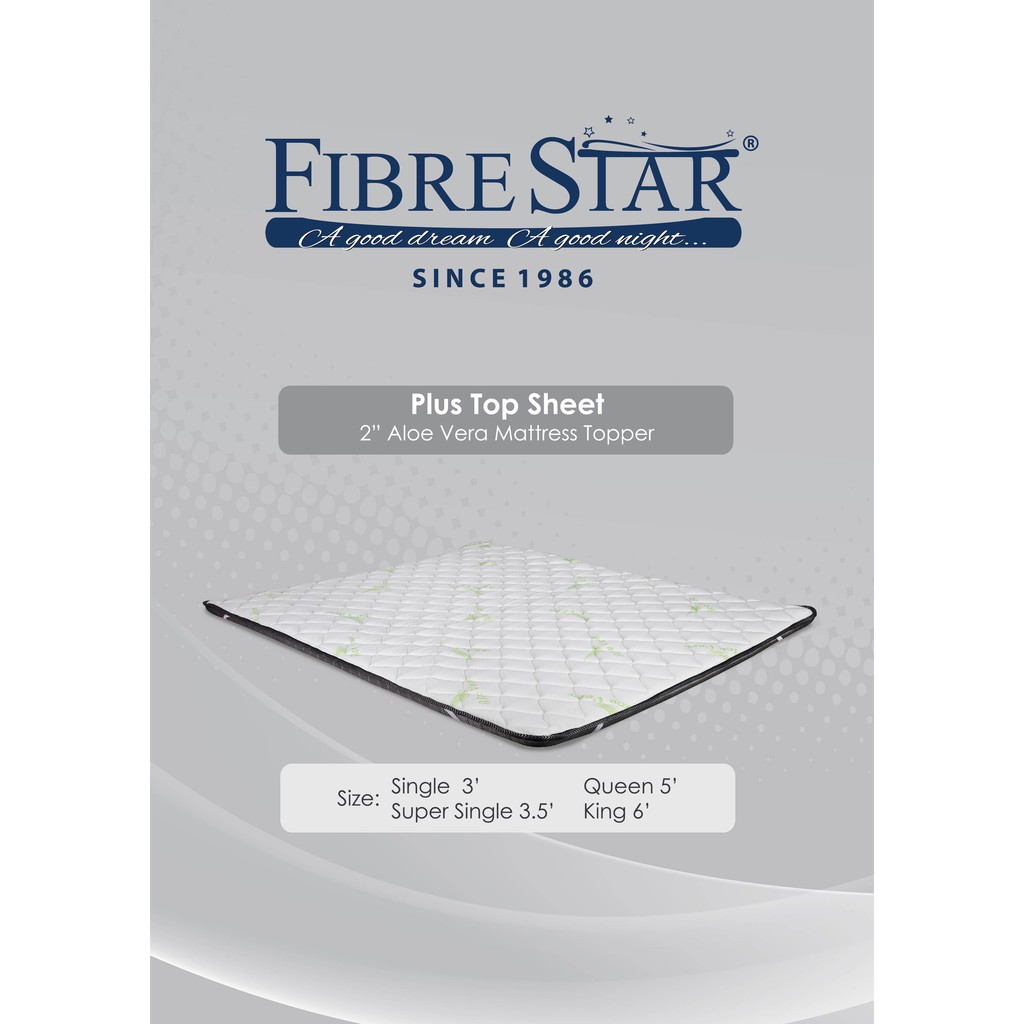 Latex Feel Mattress Alovera Topper 2" Fibrestar with Aloe Vera Fabric ...