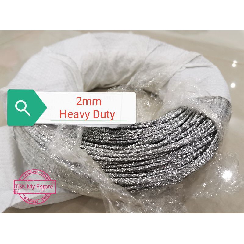 2mm x 150Metres Heavy Duty Galvanized Wire Rope 6x7 +Fibre Core ...