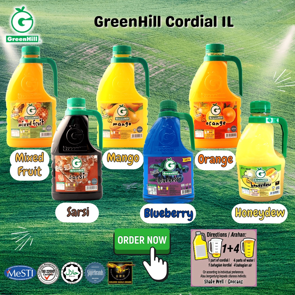 GreenHill ® Flavoured Cordial 1 Litre (1L) Mix-to-Drink | Shopee Malaysia
