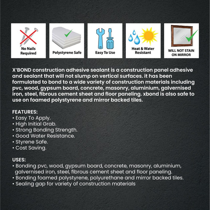 Xtraseal X-Bond Construction Adhesive Silicone Sealant X'traseal No ...